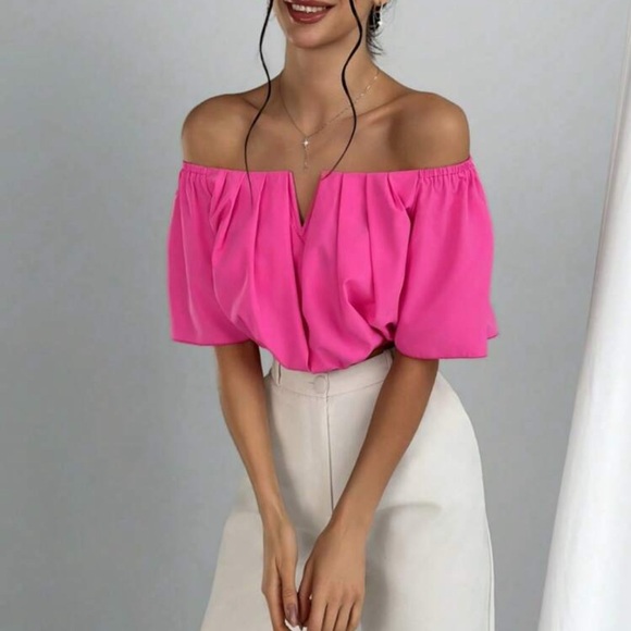 Tops | Elegant Pink Offshoulder Top | Poshmark